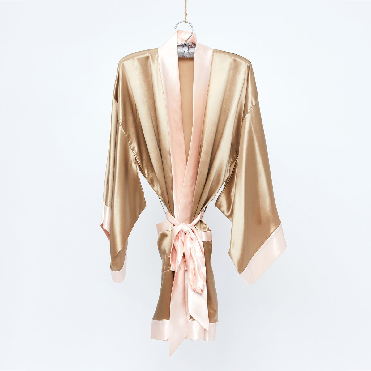 The Geisha Robe - Toffee with Blush Trim